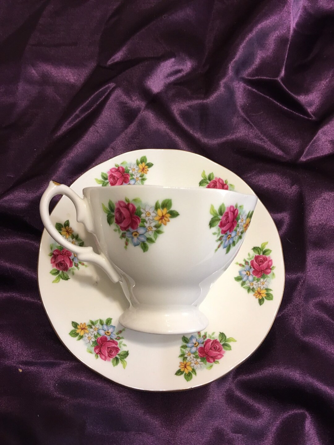 Springfield Bone China Engand Rose Teacup and Saucer Vintage - Etsy