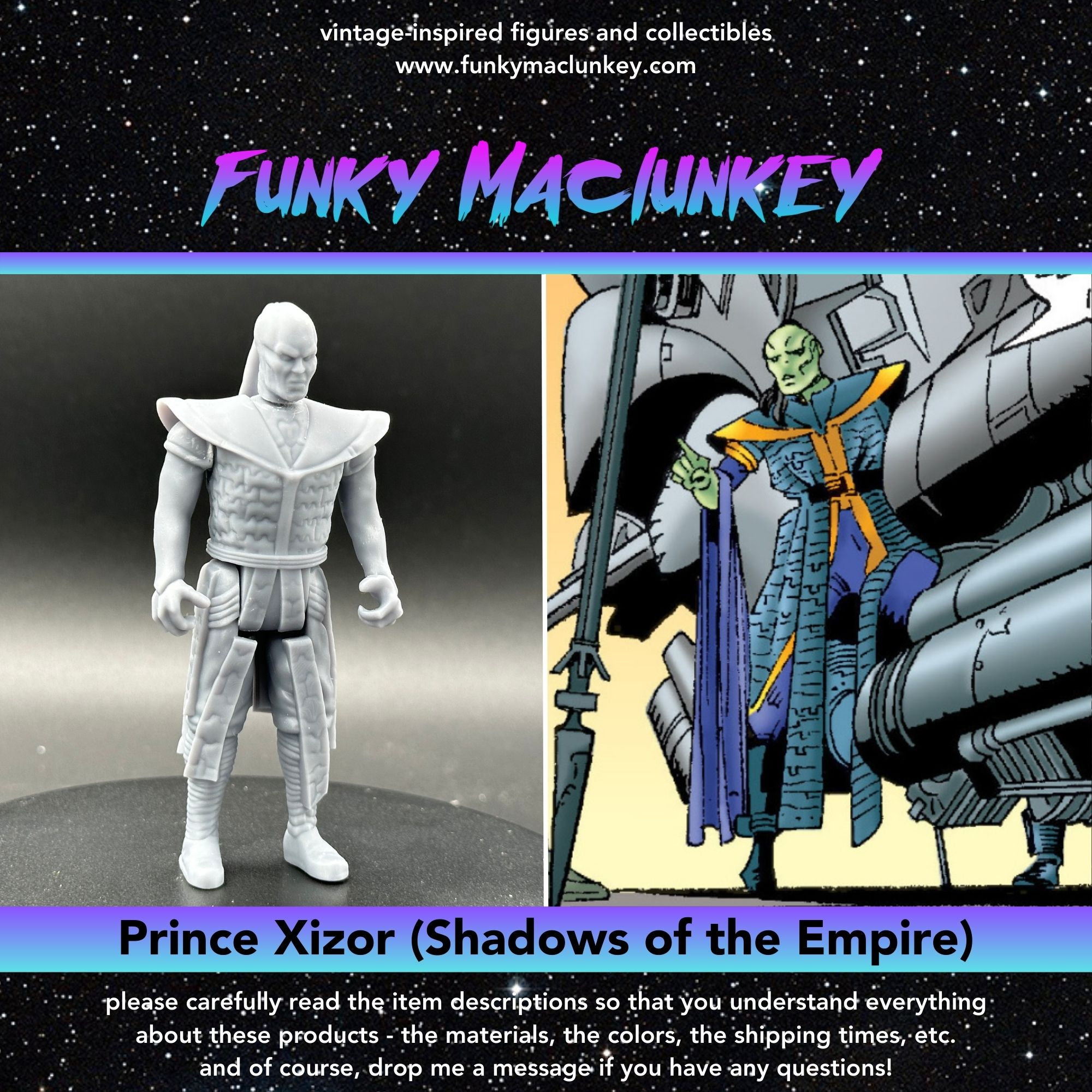 Vintage style Star Wars Custom Prince Xizor Action Figure Etsy