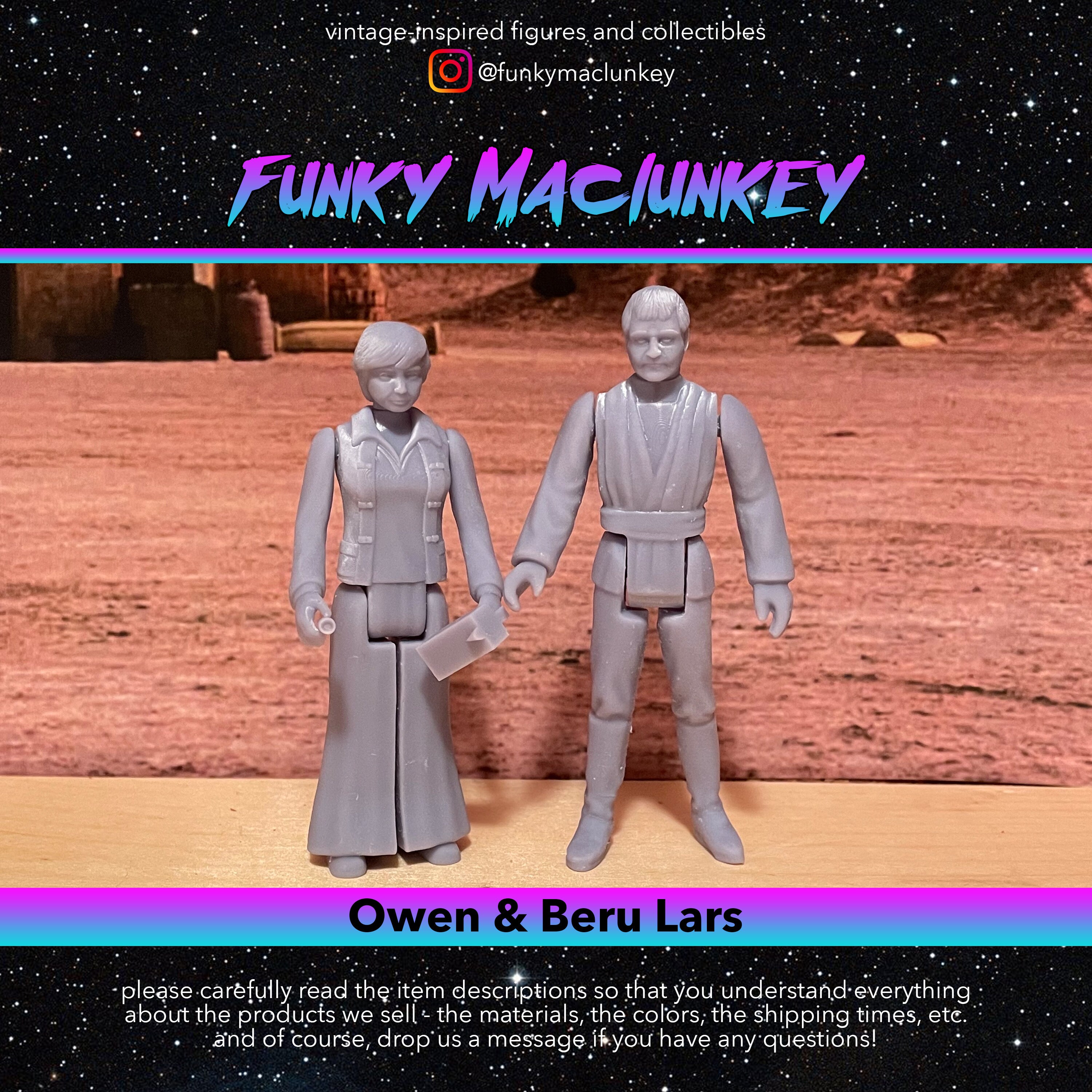 Vintage-style Star Wars Custom Owen & Beru Lars Action Figures - Etsy