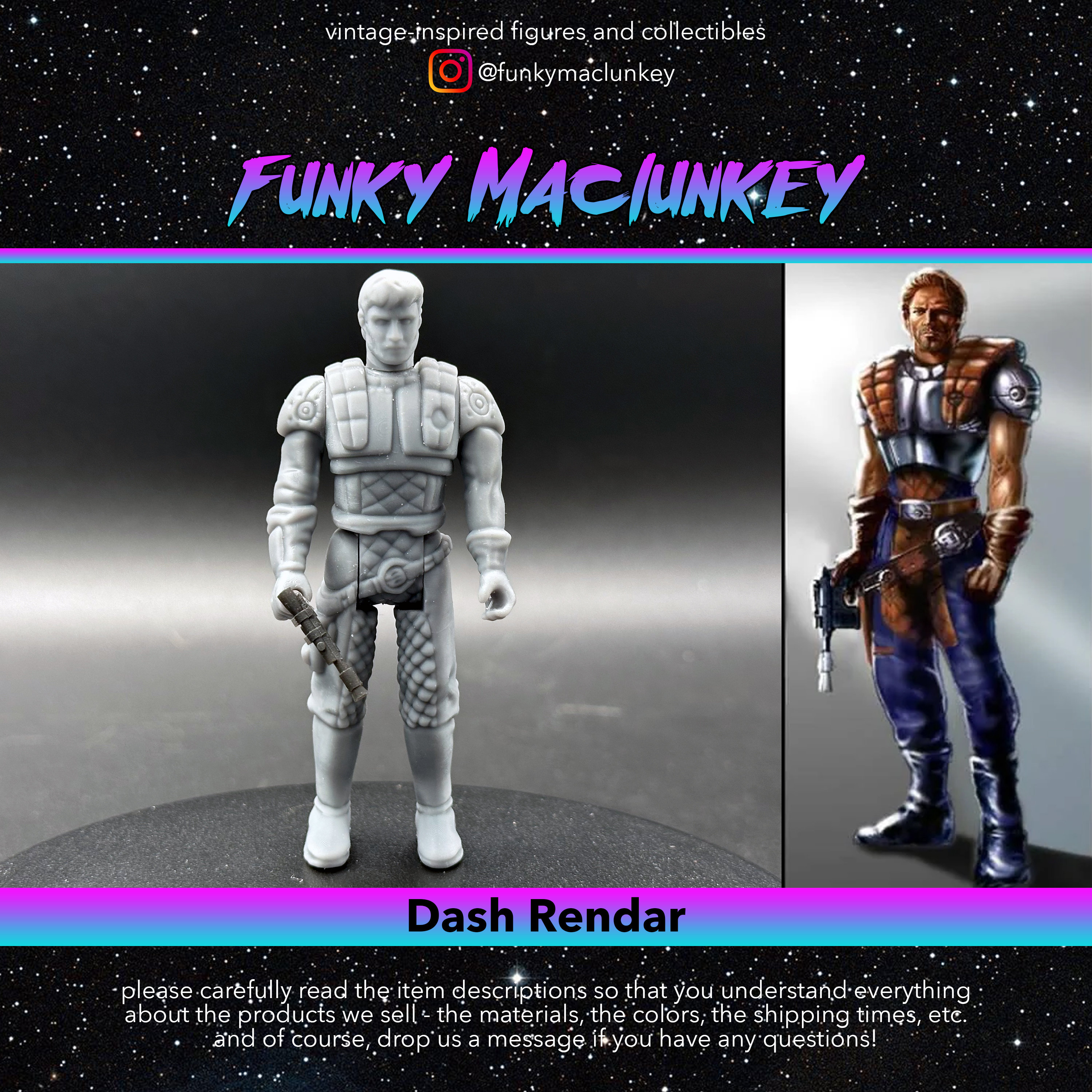 Vintage style Star Wars Custom Dash Rendar Action Figure Etsy
