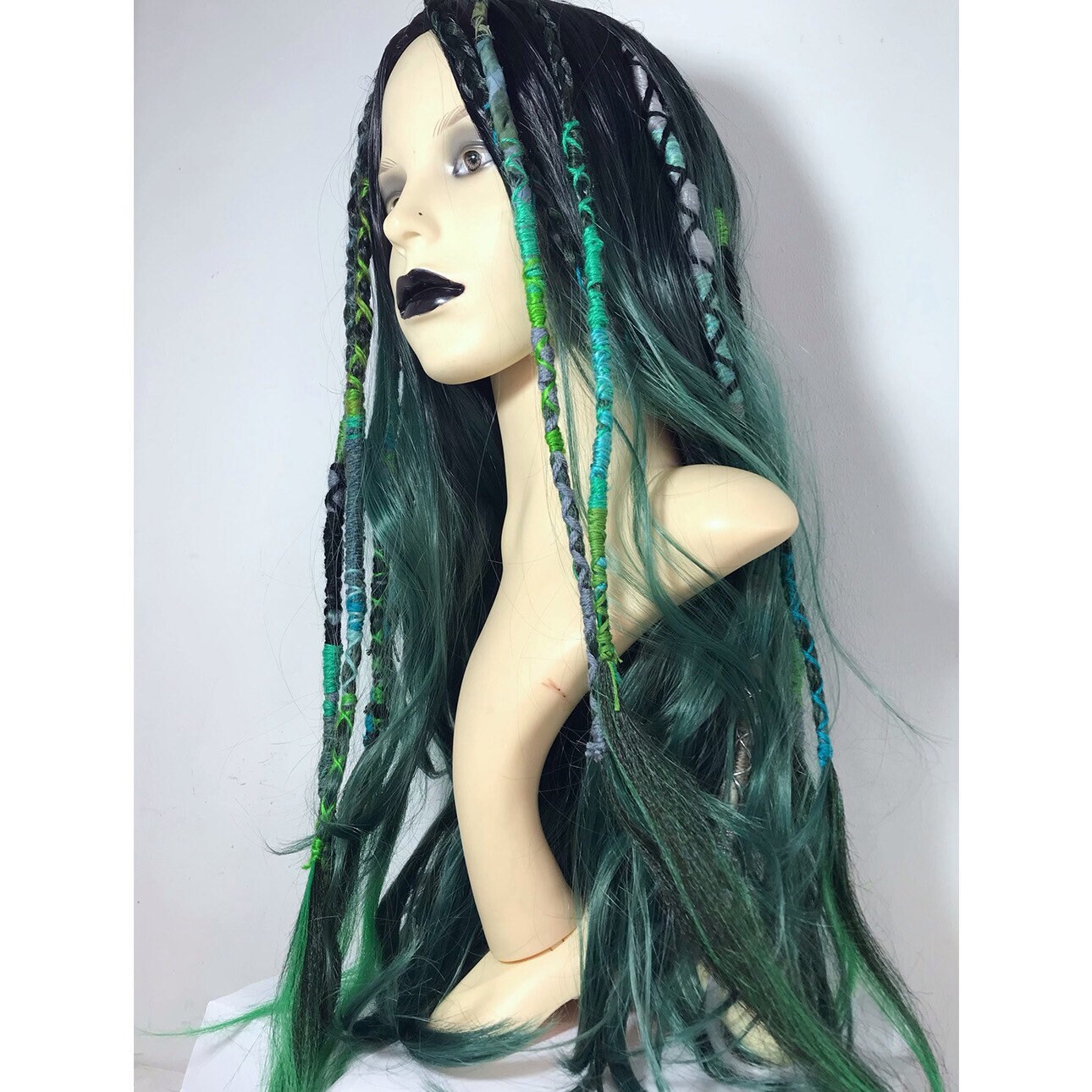 Green Dreadlock Wig Weave Braided Wavy Synthetic Cosplay - Etsy