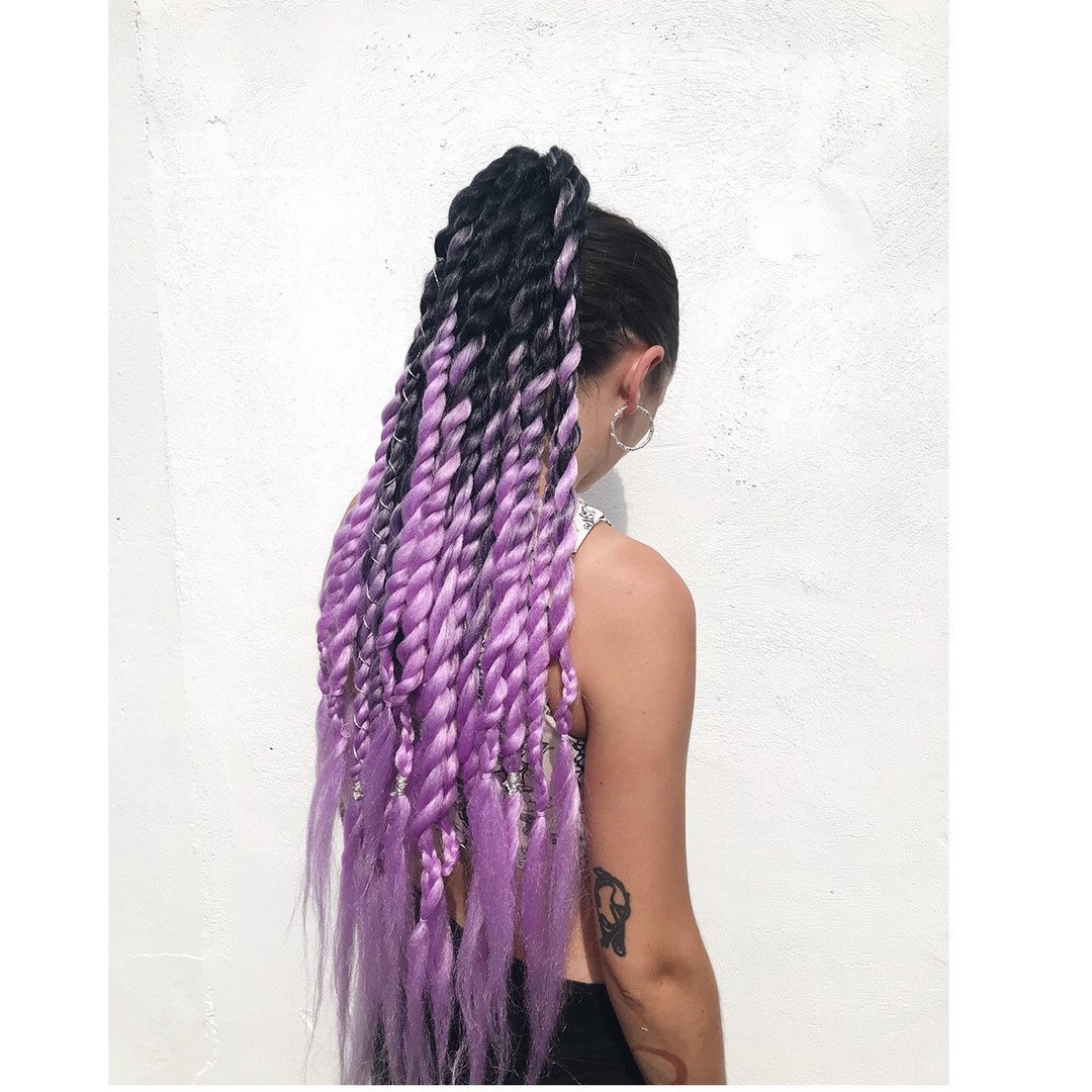 Ponytail Extension Purple Hair Braid Jumbo Twist (MADE TO ORDER) Braids ...