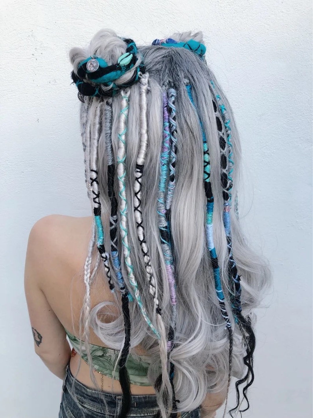 Dreadlock Wig Grey Weave MADE TO ORDER Costume Burning Man Wavy Ombre ...