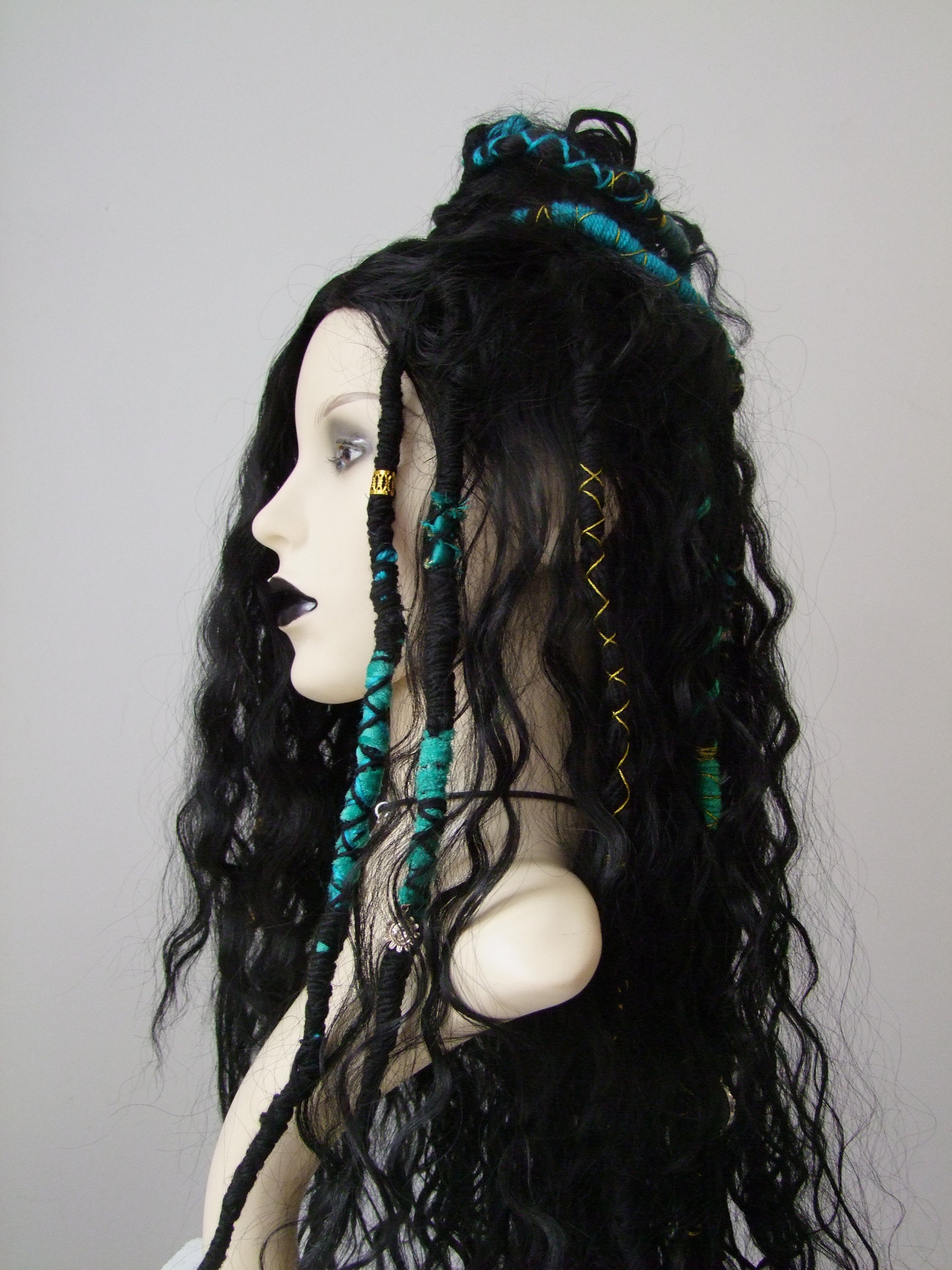Dark Brown Dreadlock Weave Wig Wavy (MADE TO ORDER) Costume Synthetic ...