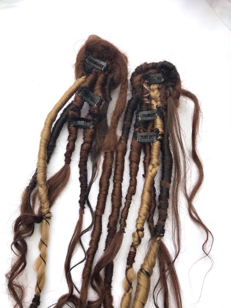 Brown Blonde Dreadlocks Clip in (MADE TO ORDER) Wavy Ombré Hair ...