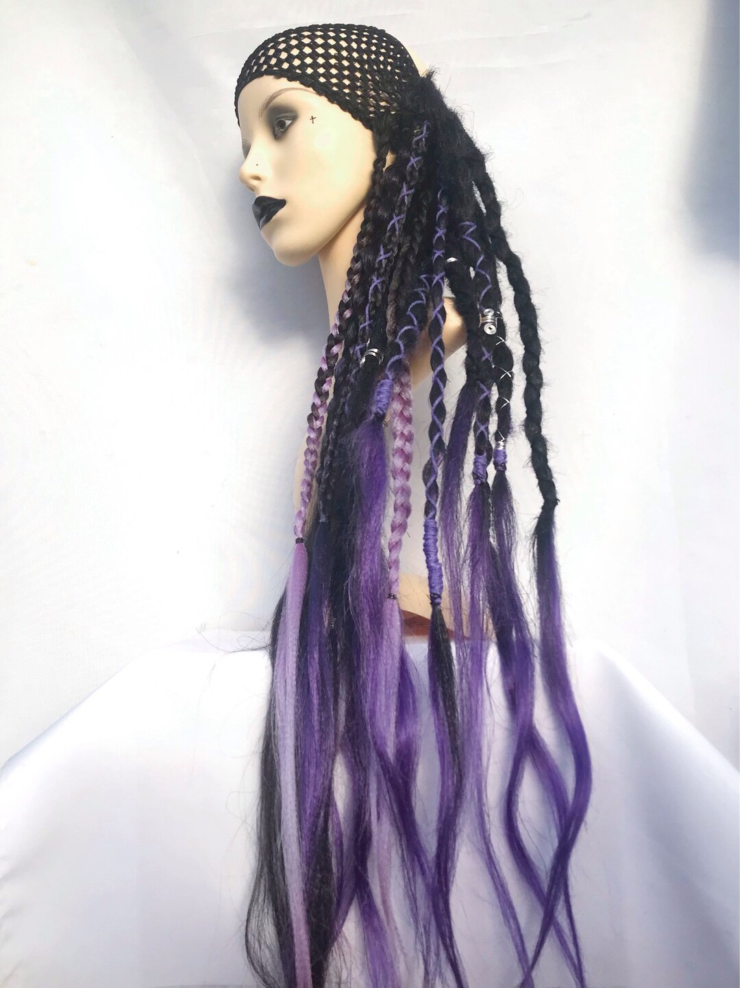 Purple Dreadlock Ponytail Extension Braids Weave Synthetic Hair ...