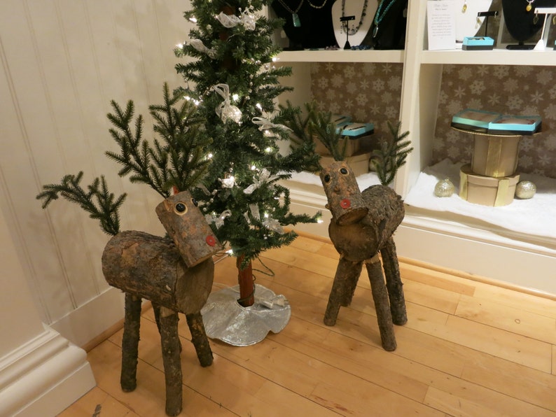 Large Log Reindeer - Etsy