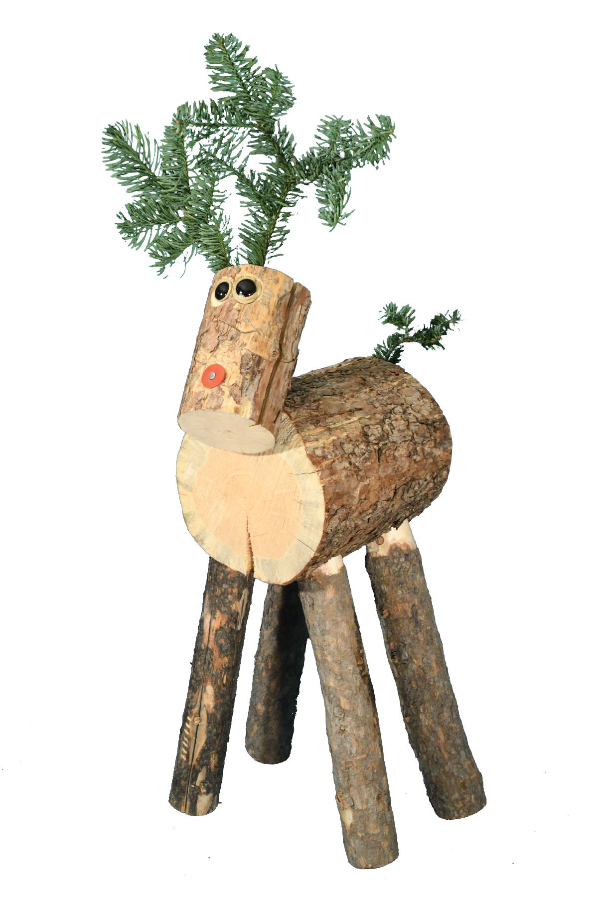 Large Log Reindeer - Etsy