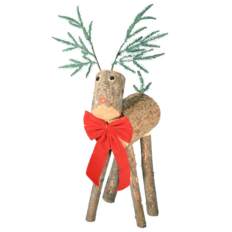 Large Log Reindeer - Etsy