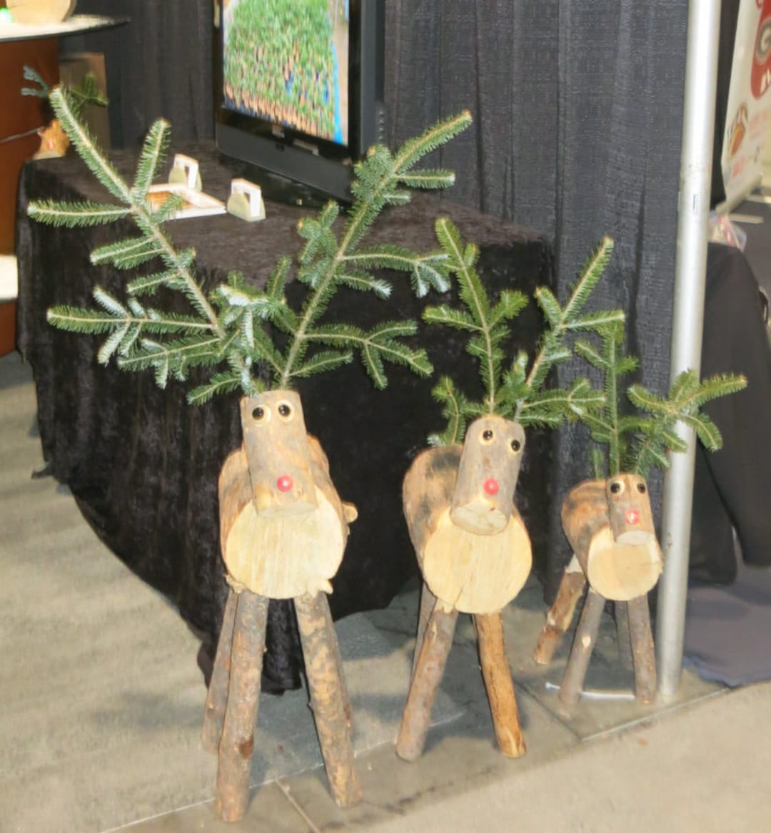 Log Reindeer Family (1 Each Small, Medium and Large) - Etsy