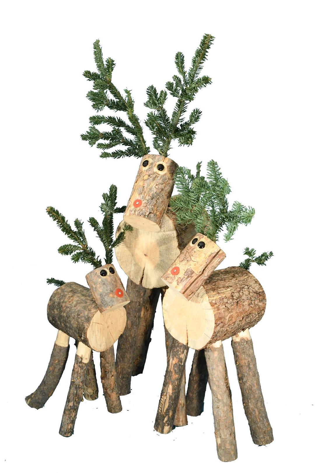 Large Log Reindeer - Etsy