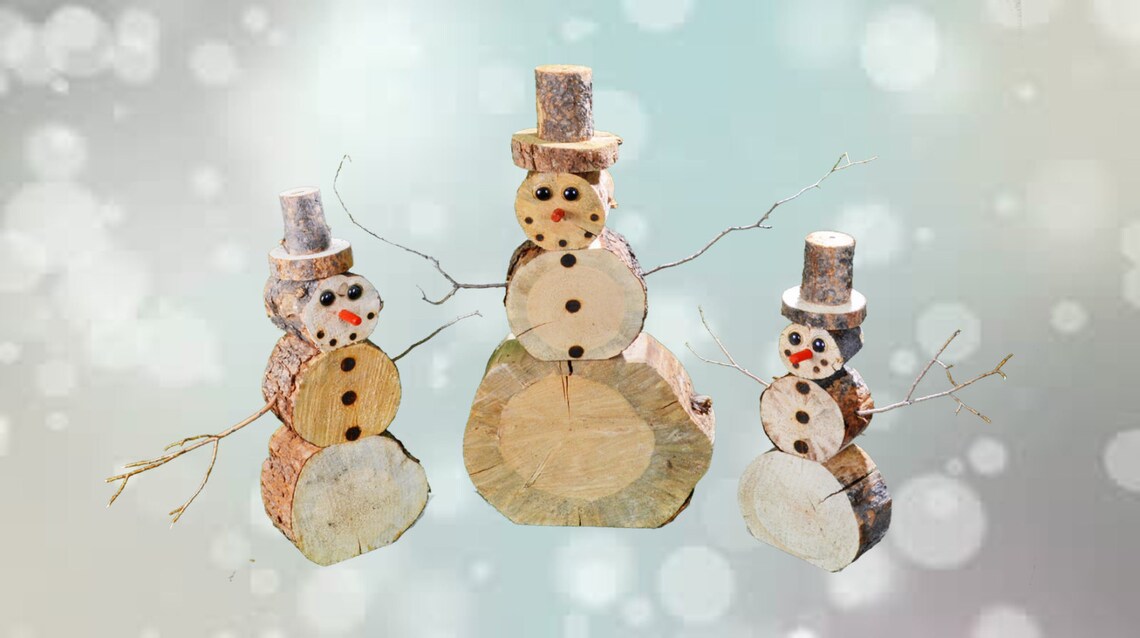 Log Snowmen Family (1 Each Small, Medium and Large) - Etsy