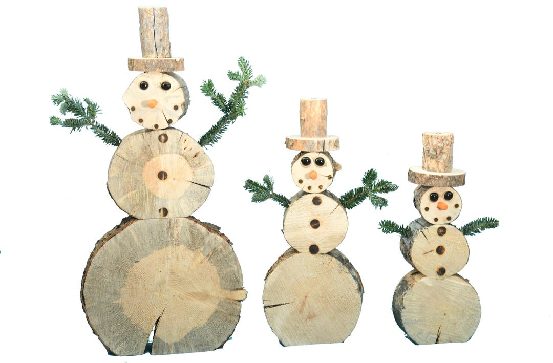 Log Snowmen Family (1 Each Small, Medium and Large) - Etsy
