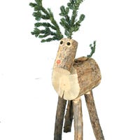 Set2 BIG Handmade Log Reindeer Rustic Holiday Centerpiece Log Deer ...