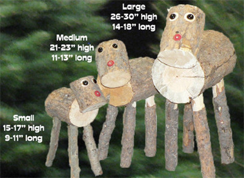 Large Log Reindeer - Etsy