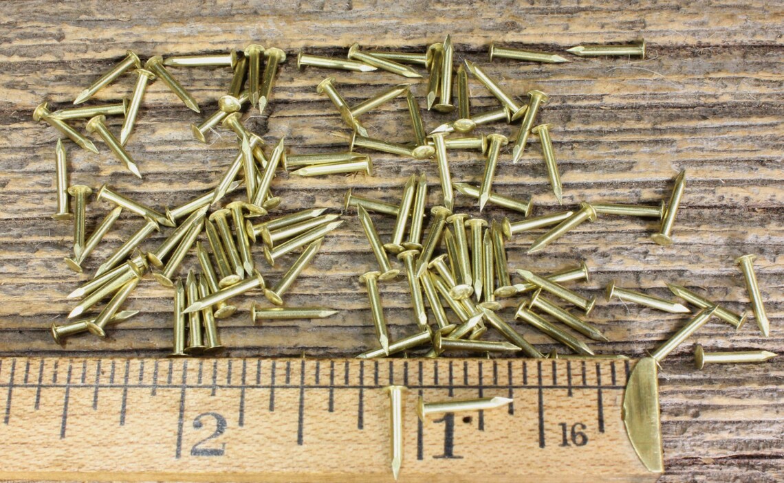 3/8 Solid Brass Brad Nails 100 Pieces Small Head 18 Gauge - Etsy