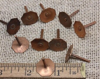 25 Old COPPER TACKS 5/8 8 Sided Octagon Nails Vintage | Etsy