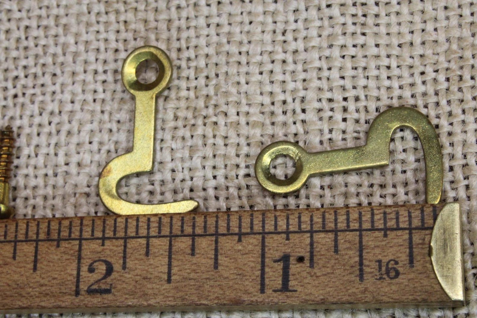 2 Old Brass Hook and Eye Shutter Cabinet Latch Swing Flip Catch Clock ...