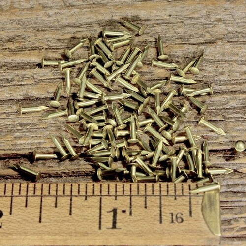 1/4 Solid Brass Brad Nails 100 Pieces Small Head 18 Gauge - Etsy