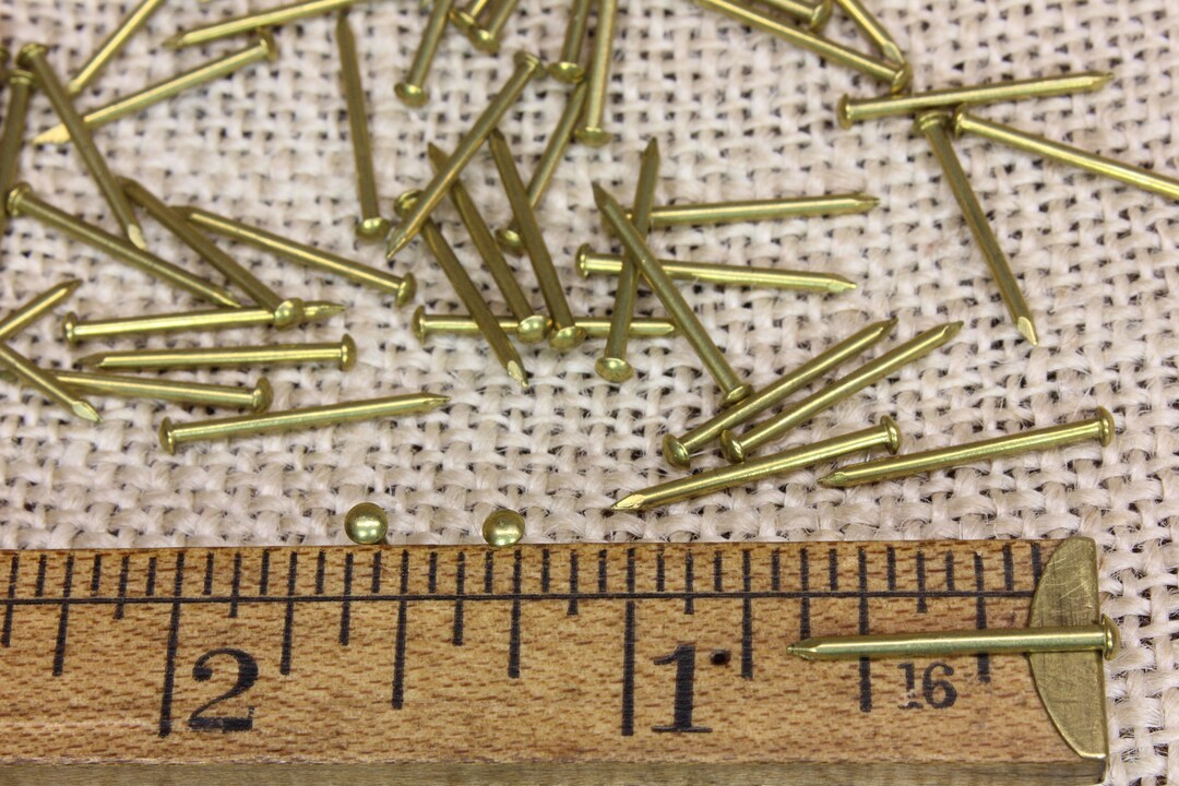 5/8 Inch Solid Brass Brad Nails: 50 Pieces Small Head 18 Gauge ...