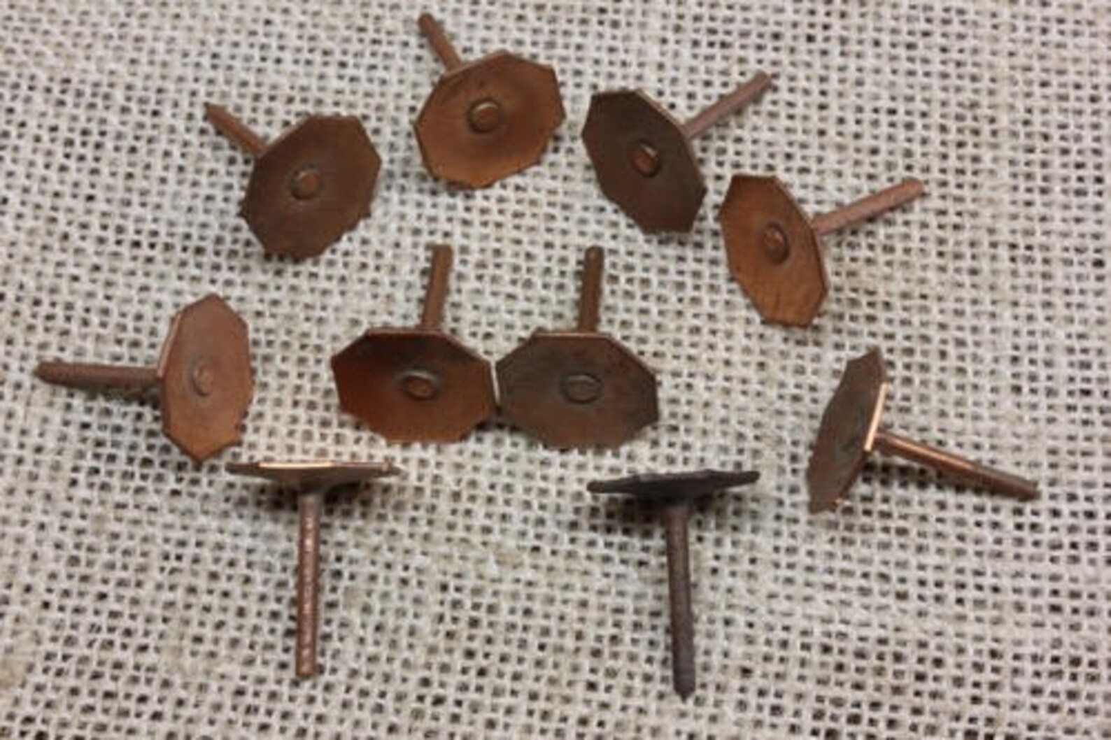 25 Old COPPER TACKS 5/8 8 Sided Octagon Nails Vintage | Etsy