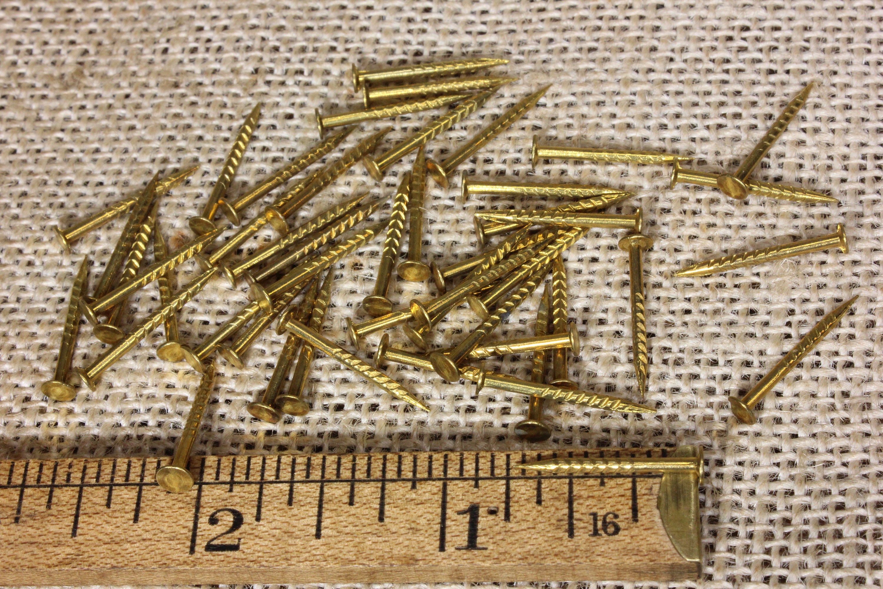 3/4” Old Solid BRASS NAILS: 5/32” Flat Head 100 Qty Vintage Antique ...