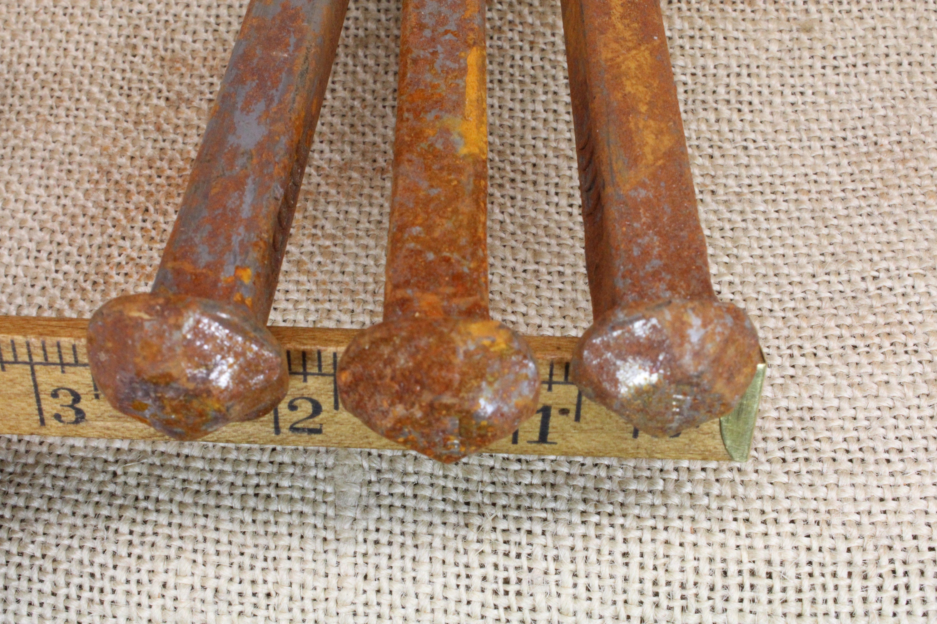 6 1/4” Spikes SQUARE NAILS 3 Old Vintage Large Raised Head Rosehead ...
