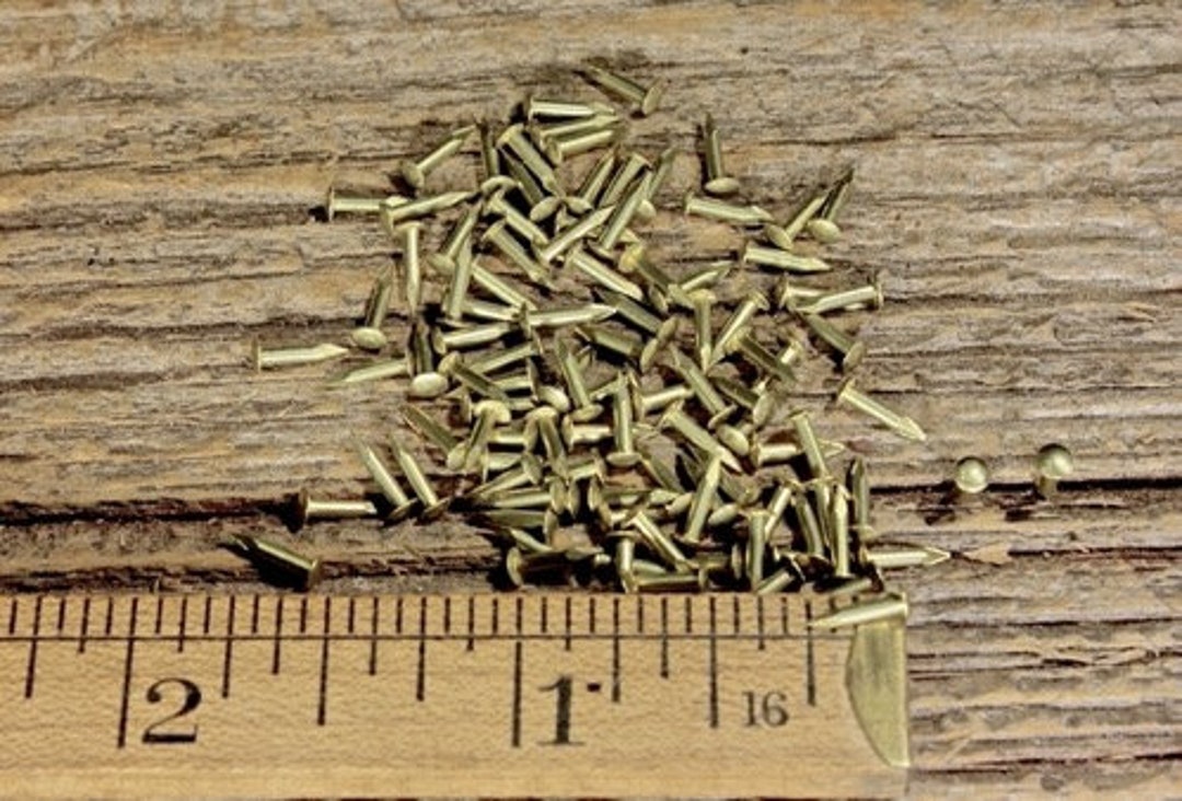 Solid BRASS BRADS NAILS, Sampler Pack, 50 Pieces Each of 1/4, 3/8, 1/2 ...