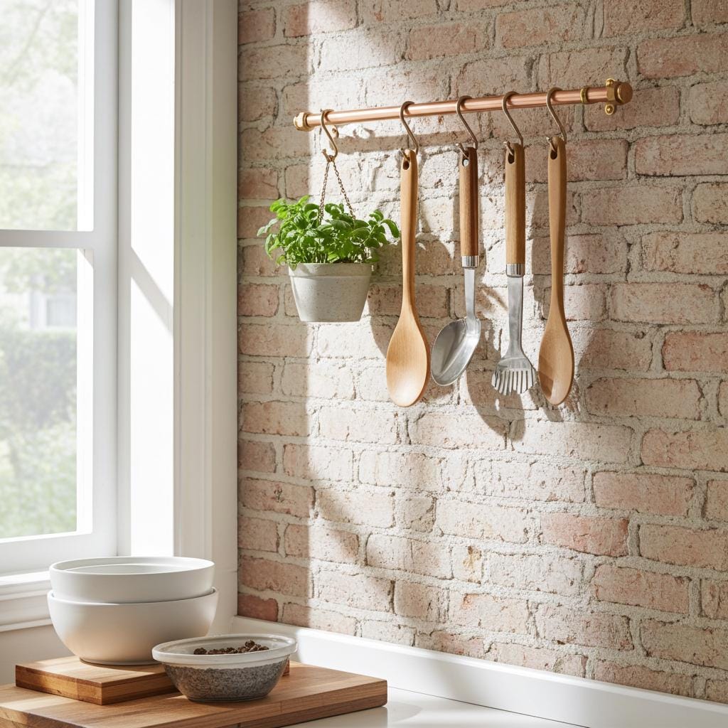 Copper and Brass Pot and Pan Rail: Kitchen Storage With S Hooks - Etsy