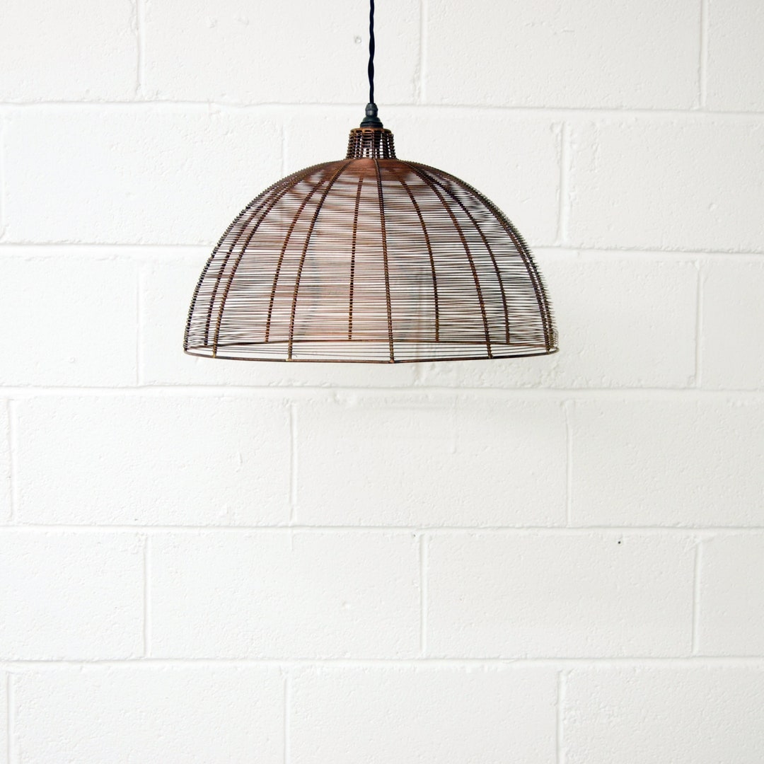 Antique Copper Wire Dome Pendant Light Shade: Hand Spun Metal - Etsy
