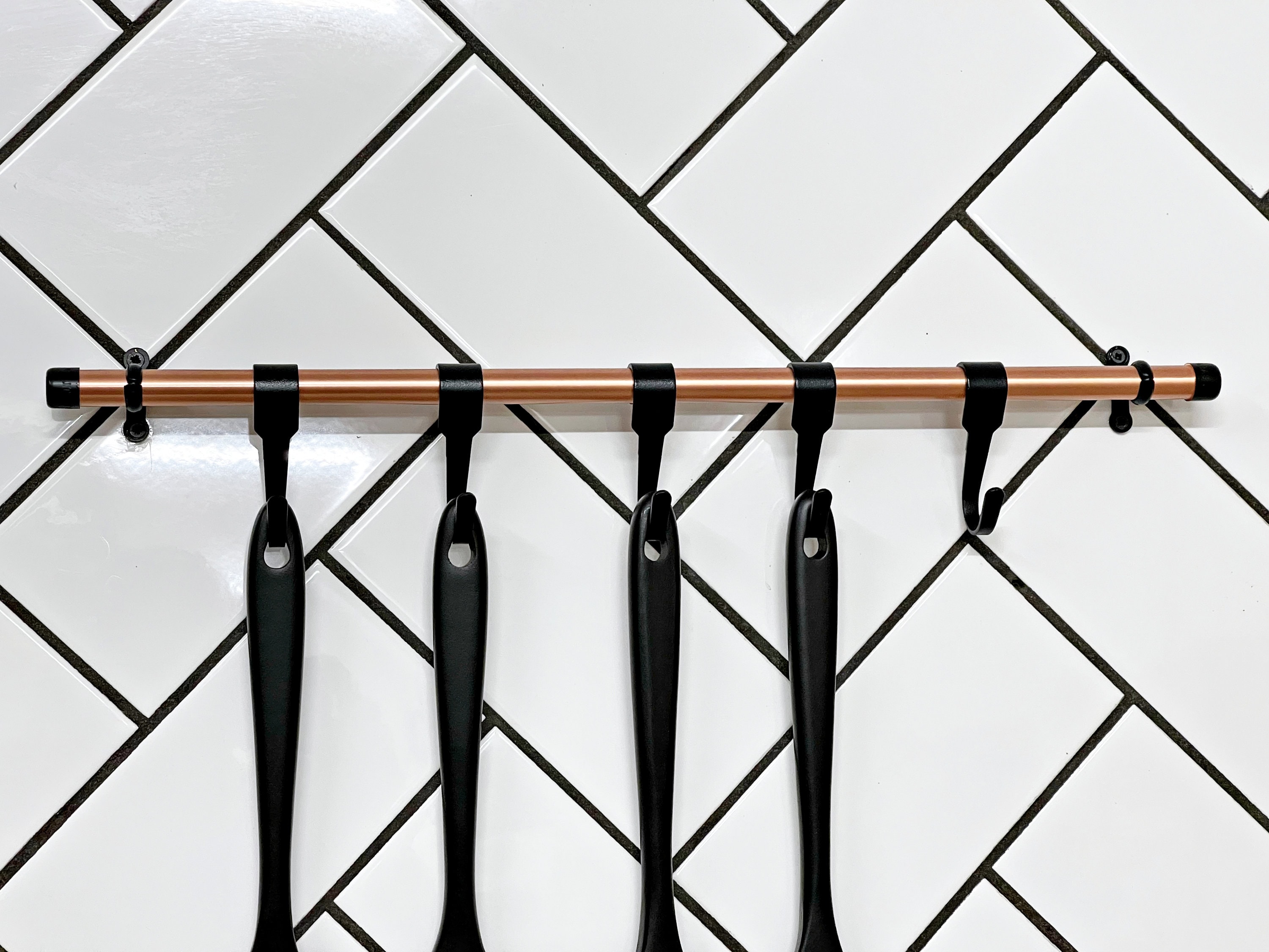 Copper & Black Kitchen Utensil Rail Utensil Holder Pot and - Etsy