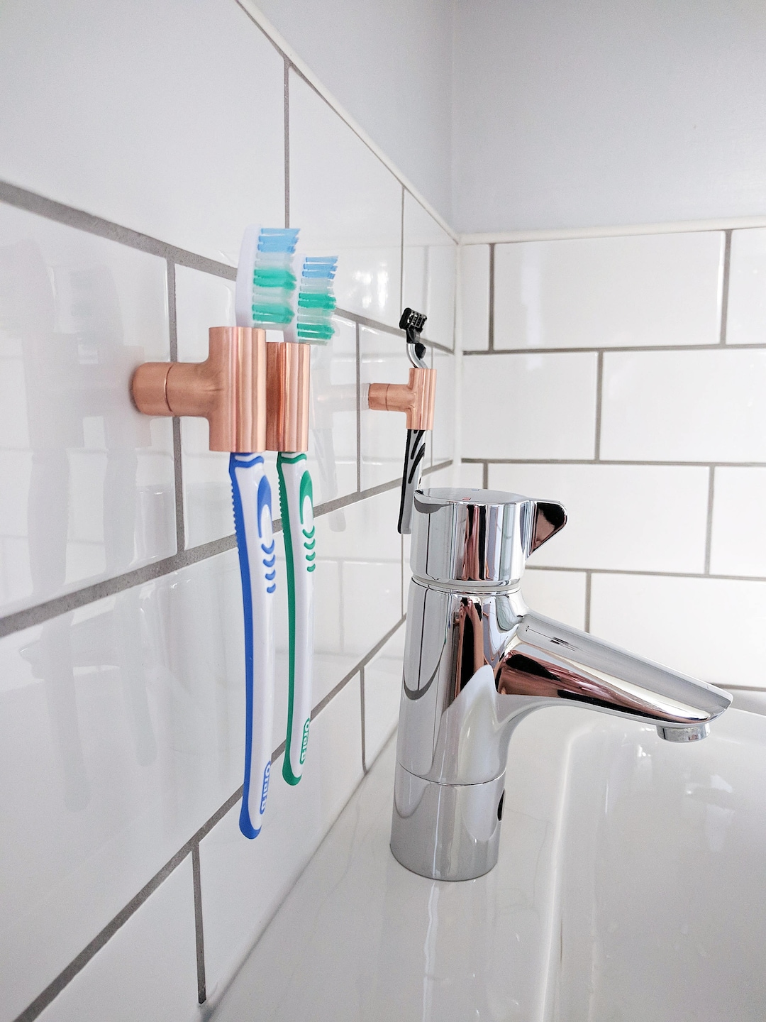 Copper Toothbrush Holder & Razor Holder | Toothbrush Rack | Quip Holder ...