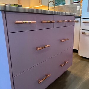 Handmade Antique Copper Cabinet Handles: Satin Polished Ends - Etsy
