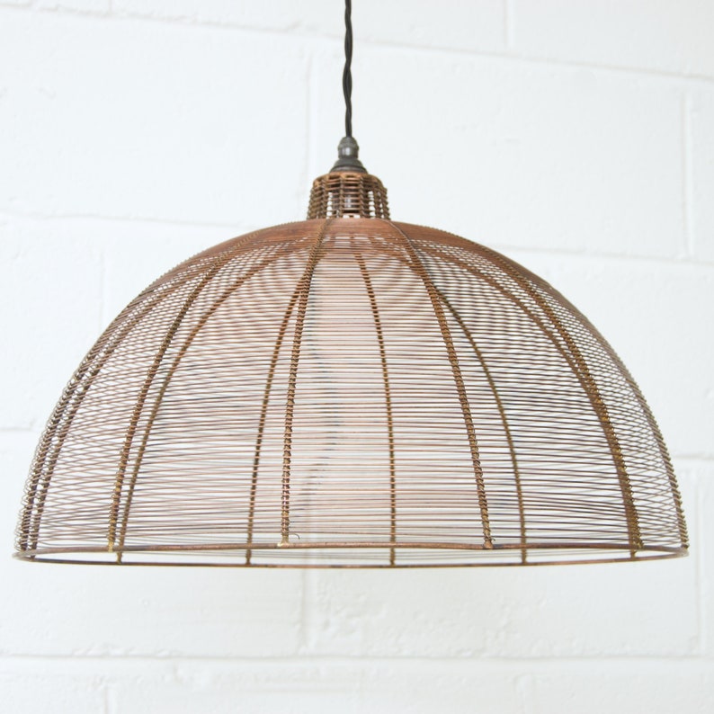 Antique Copper Wire Dome Pendant Light Shade: Hand Spun Metal - Etsy