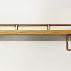 Handcrafted Wooden Shelf With Copper Gallery Rail & Brackets - Etsy