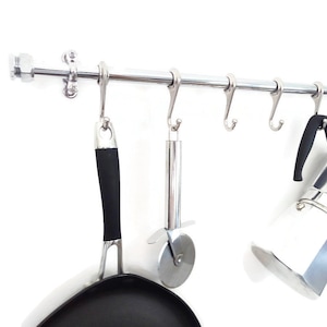 Chrome Kitchen Utensil Rail | Industrial Kitchen Storage Rail | Pot and ...