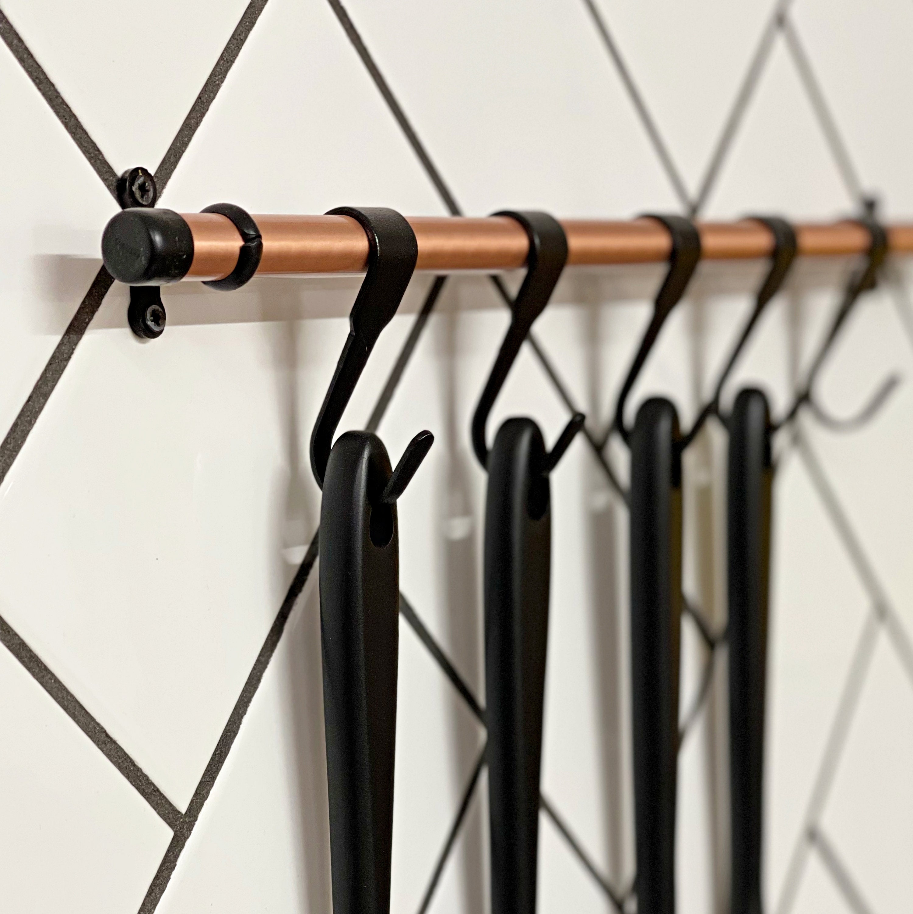 Copper & Black Kitchen Utensil Rail Utensil Holder Pot and - Etsy