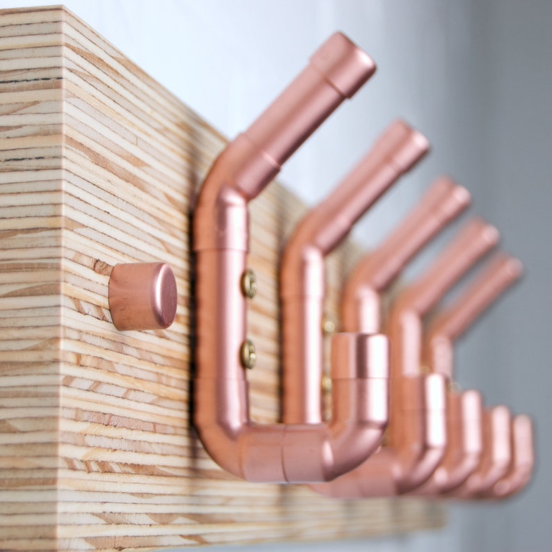 Wall Mounted Coat Rack With Copper Hooks Plywood End Grain - Etsy