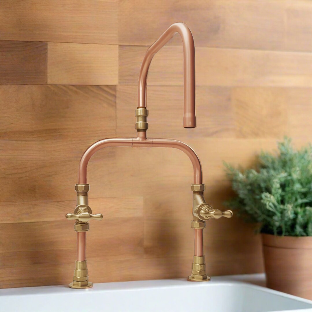 Industrial Chic Pure Copper Kitchen Sink Mixer Tap | Swivel Spout ...