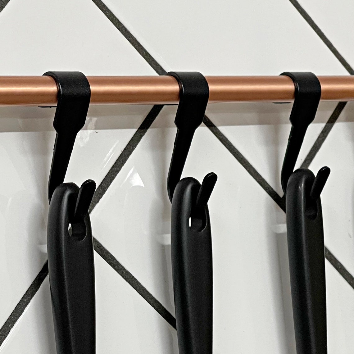 Copper & Black Kitchen Utensil Rail Utensil Holder Pot and - Etsy