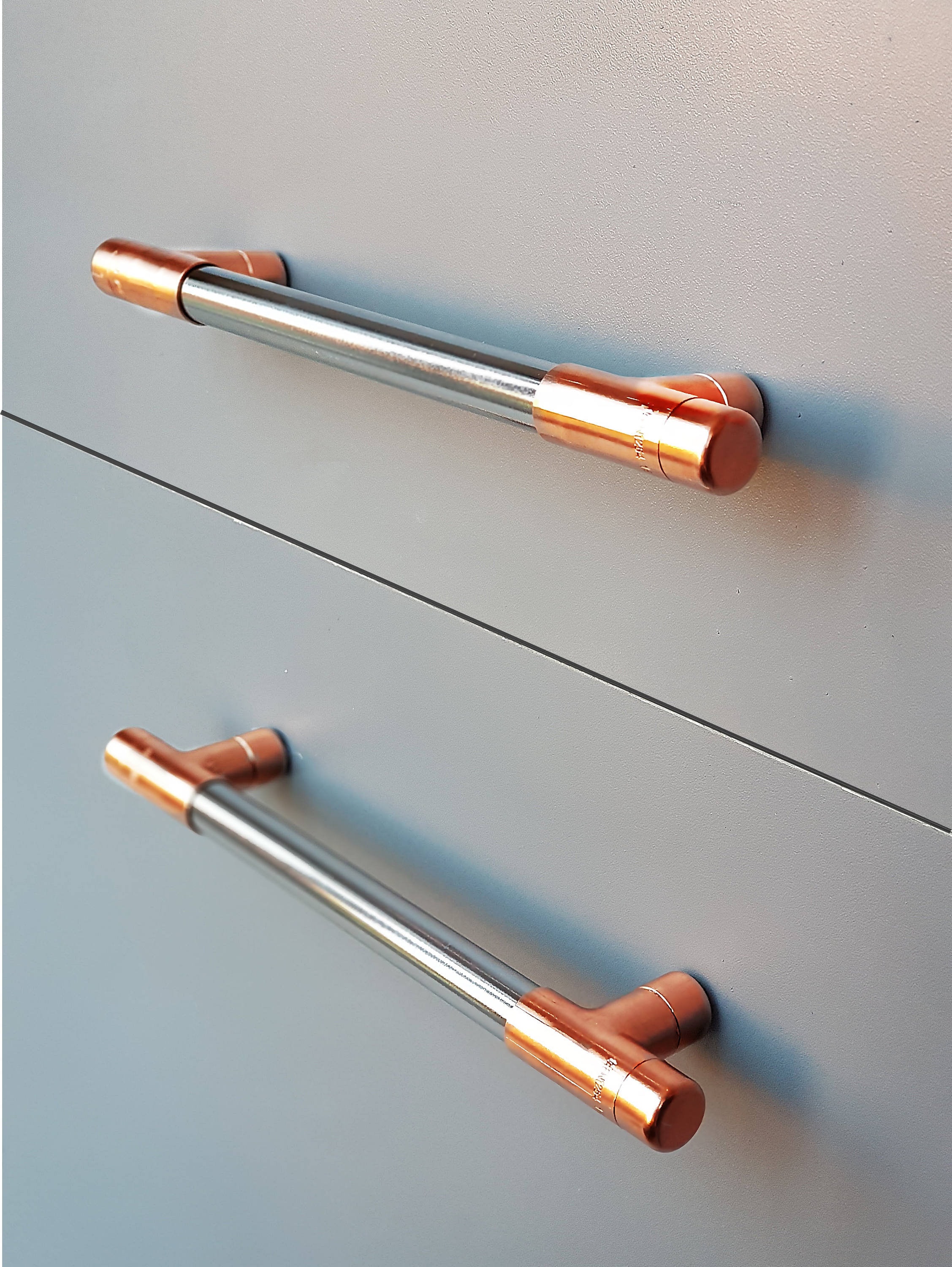 Copper & Chrome T Bar Door Pull Handles Copper Door Handles | Etsy