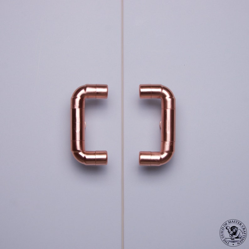 Handmade Copper Cabinet Handle: Modern Door Pull, Satin Polished - Etsy