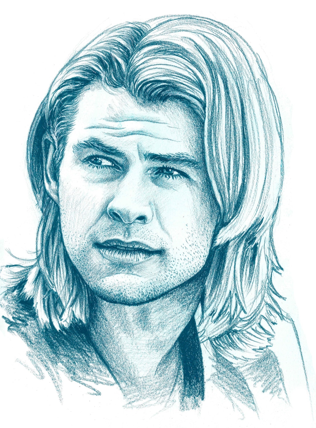 Chris Hemsworth Original Colored Pencil Drawing - Etsy