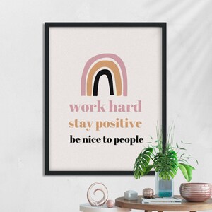 Stay Positive Work Harder Be Kind to People Unframed Print Poster ...