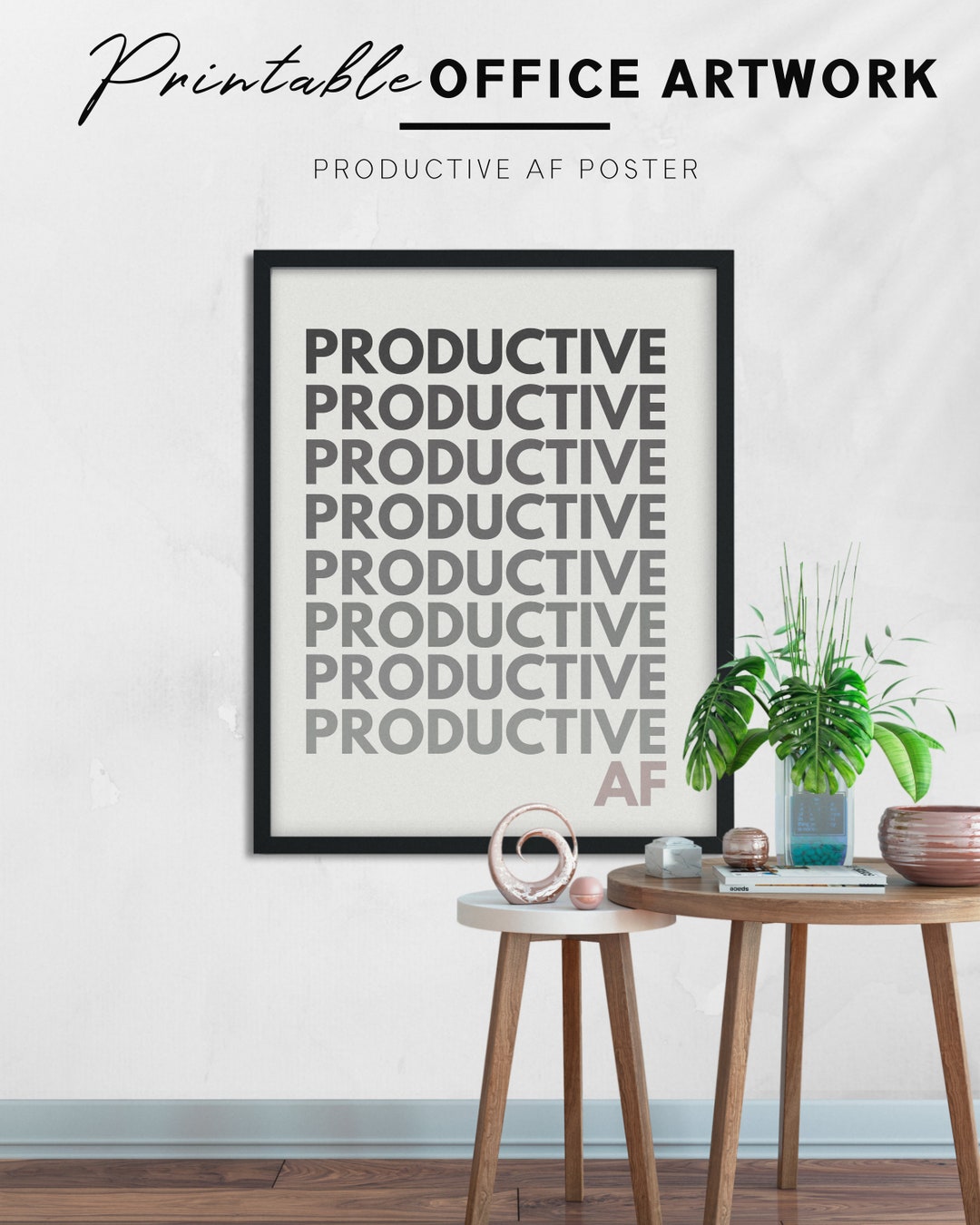 Productive AF Poster: Minimalist Office Decor (digital Download) - Etsy