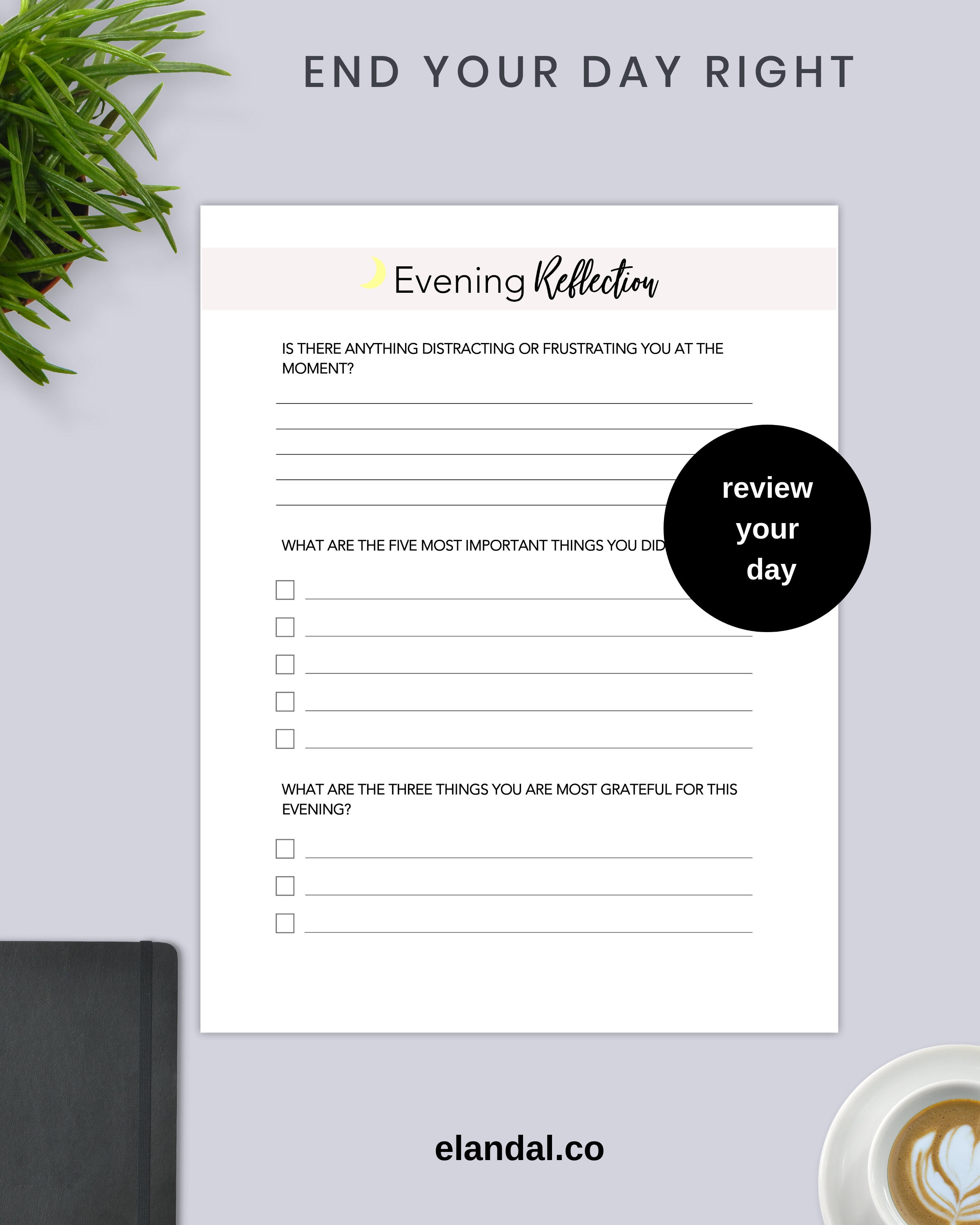 Evening Reflection Printable: Self-care, Gratitude, and Task List ...