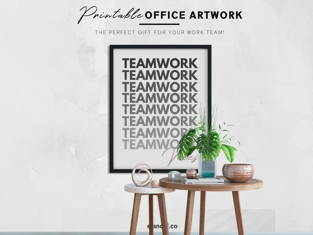 Teamwork Printable Wall Art for Teams and Team Building Gifts, HR and ...