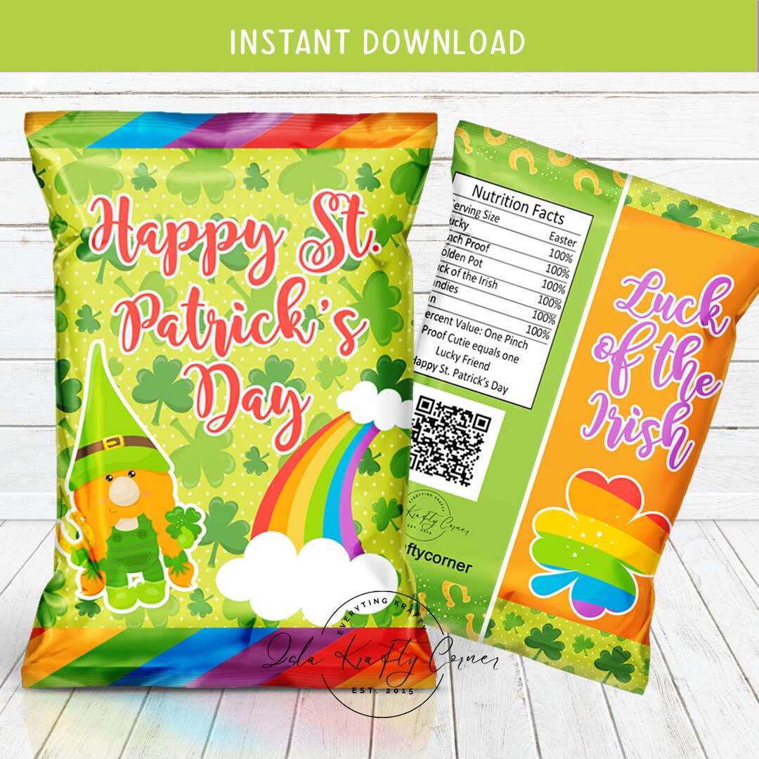 St. Patrick's Day Chip Bag/favor Bags/chip Bag/st. Patrick's Day ...