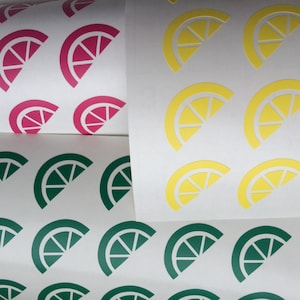 Lemon Stickers set 16, Slice Lemon Vinyl Stickers, Party Stickers ...