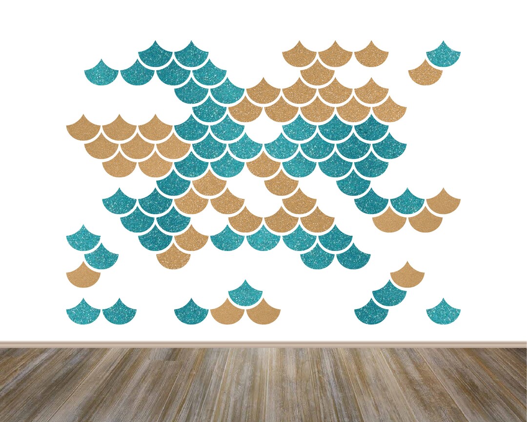 Mermaid Scale Wall Decals, Glitter Mermaid Scale Wall Stickers, Nursery ...